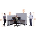 3 Person Inline L Shaped Powered Cubicle Desk Set, Modular Office ...