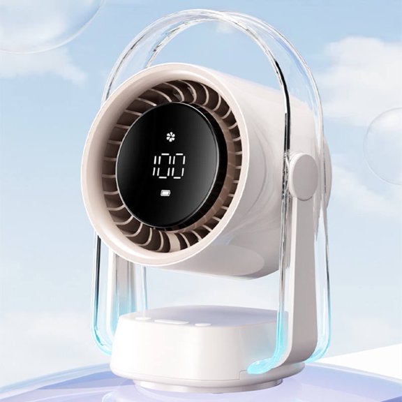 BRC 13 inch Silent Bladeless Desk Fan with LED Light, 6 Speeds, 3 Light ...