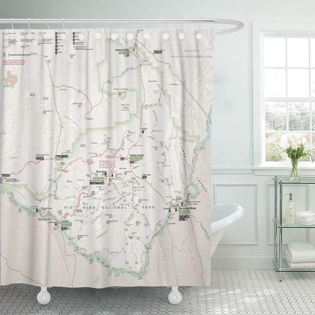 SUTTOM National Big Bend Texas Park Maps Chisos Shower Curtain 60x72 ...