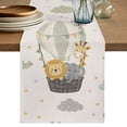 Cartoon Animal Table Runner 13x90 Inch Hot Air Balloon Lion Giraffe ...