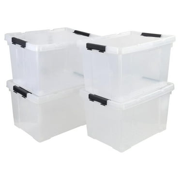 Kekow 4-Pack Clear Plastic Large Storage Box, 30 L Latch Storage Bin ...