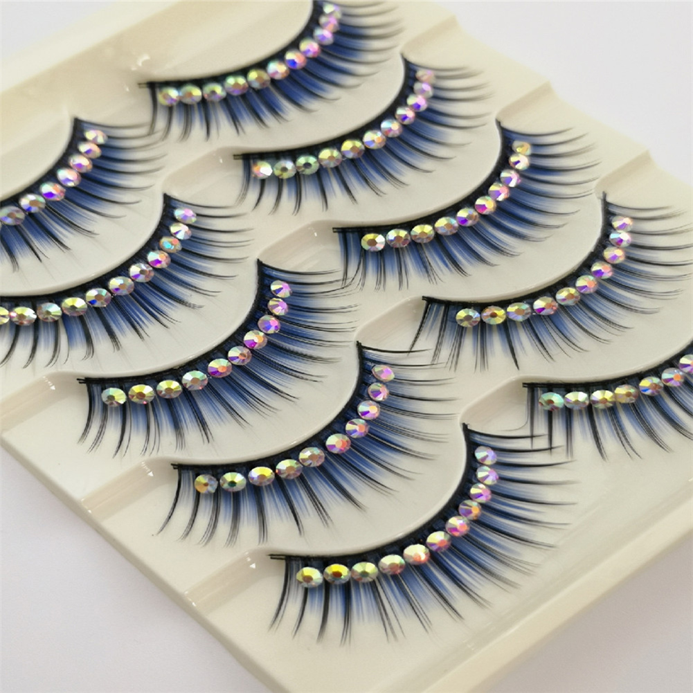 Anvazise 5 Pairs Rhinestones Glitter Artificial Eyelashes Extension ...