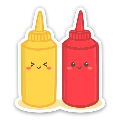 Ketchup and Mustard Cute Kawaii Food - 5" Vinyl Sticker - For Car ...