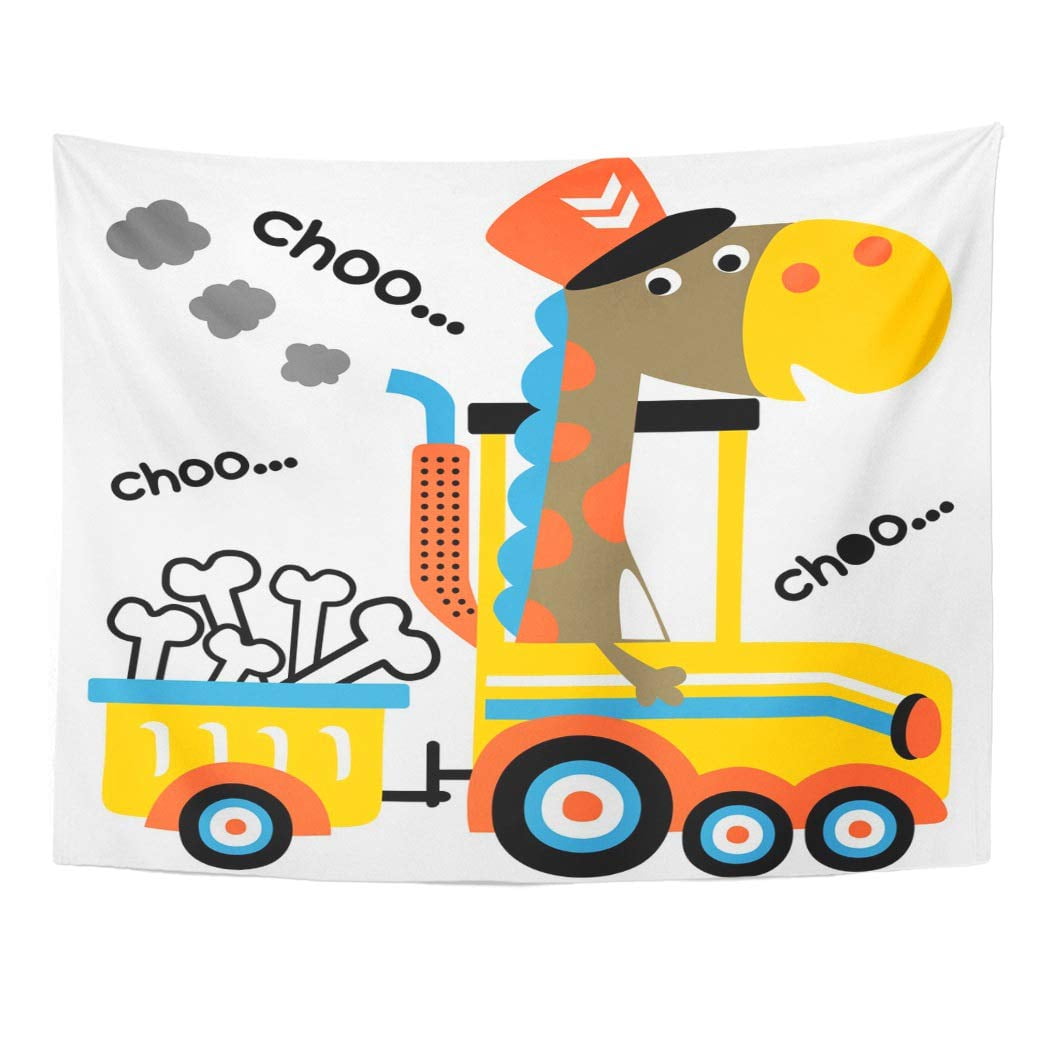 ZEALGNED Yellow Cute Dinosaur Transporting The Bones Ancient Trains ...