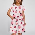 Bainana Girls Floral Summer Dresses Short Sleeve Crew Neck Dress Kids ...