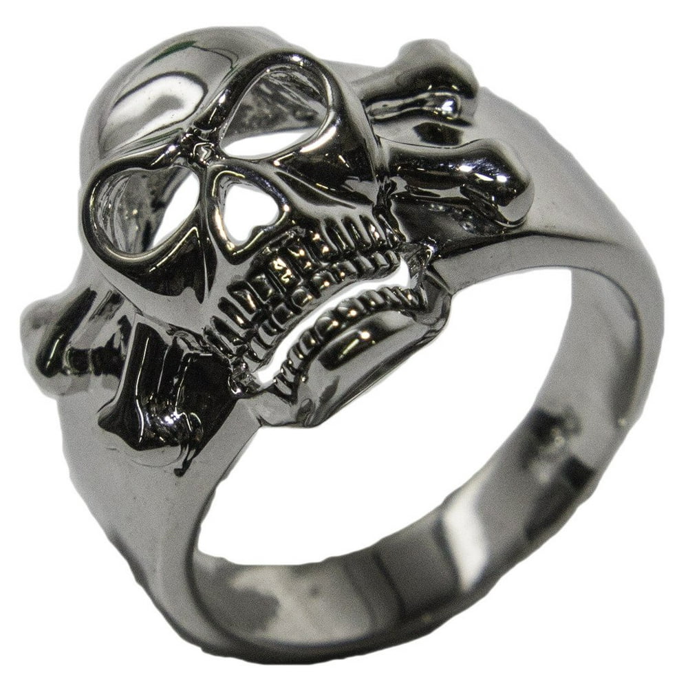 RS Covenant - Men's Rhodium Plated Dress Ring Enameled Skull 032 ...
