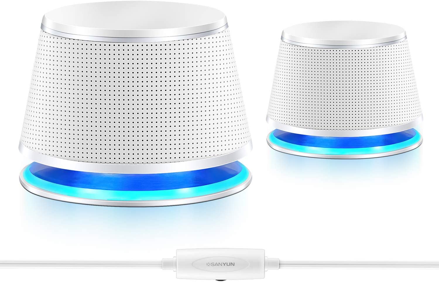 Sanyun SW102 Computer Speakers, 5Wx2, Deep Bass in Small Body, Stereo 2.0 USB Powered 3.5mm Aux ...