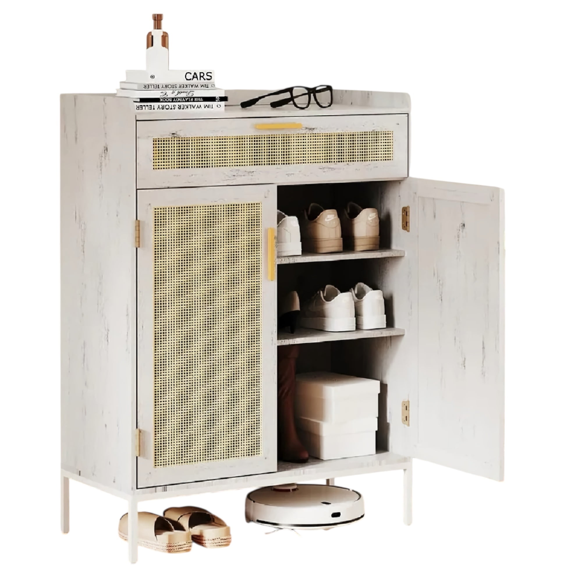Click here for Toytexx White Storage Cabinet With Rattan Doors  D... prices