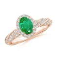 2wist Designs 18K Rose Gold Plated Oval Emerald Green Halo Twisted Rope ...