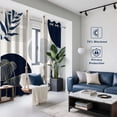 Boho Navy Blue and White Blackout Curtains, Mid Century Modern Dark ...