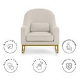 MoDRN Glam Velvet Rocking Chair with Lumbar Pillow, Off-White/Satin ...