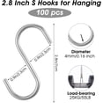 100 Pack S Hooks - 2.8 Inch Small Heavy Duty Stainless Steel S Hooks ...