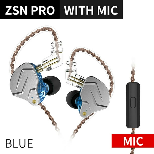 KZ ZSN Pro HIFI Bass Earbuds In Ear Monitor Audífonos (Azul con micrófono) | Bodega Aurrera en línea