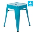 Flash Furniture Kai Backless Metal Dining Stool, Teal, Set of 4 ...