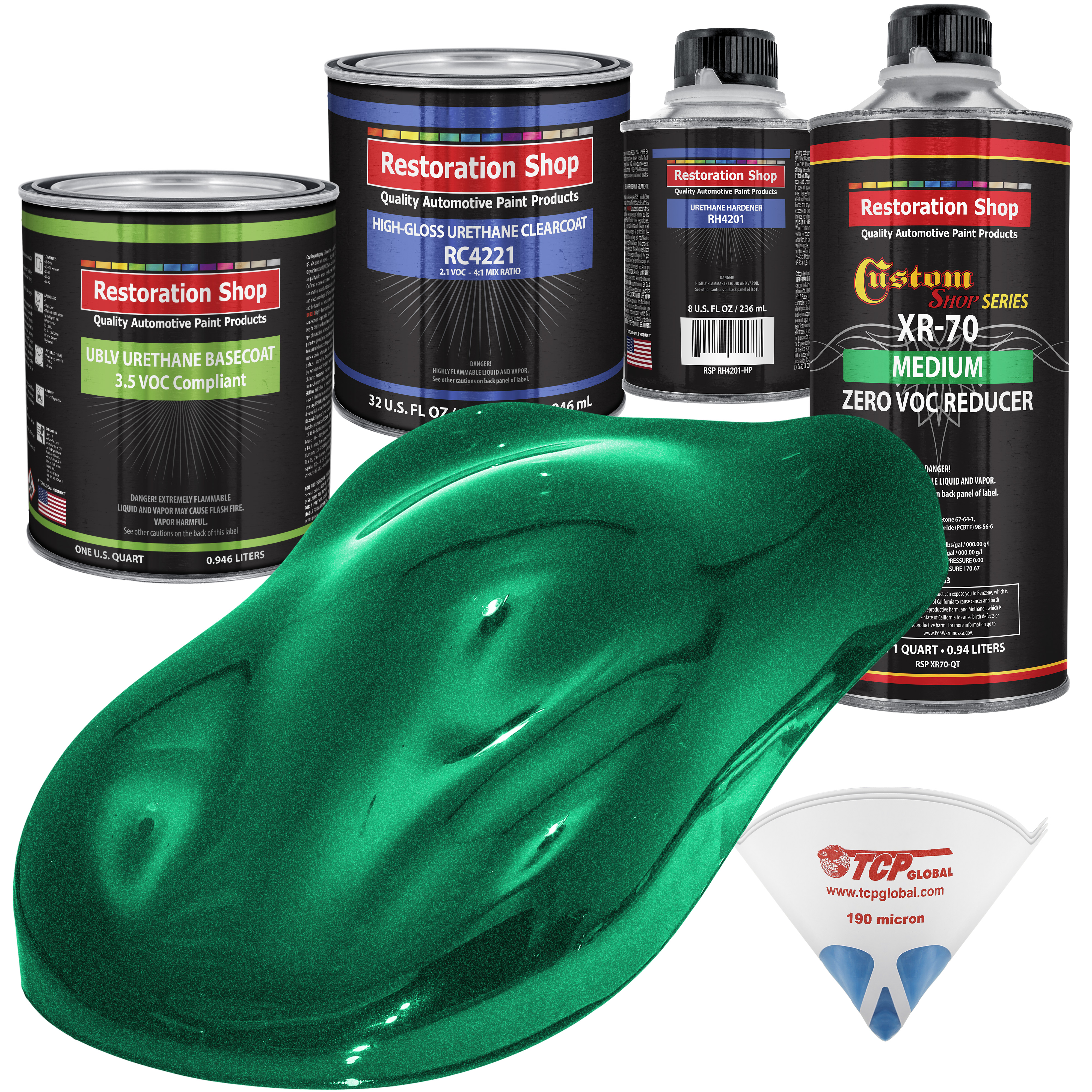 Emerald Green Metallic Quart Kit Low VOC URETHANE BASECOAT Car Auto Emerald Green Metallic Quart Kit Low VOC URETHANE BASECOAT Car Auto