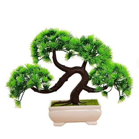 Pine Tree in Square Pot Artificial Potted Bonsai Plant -Not Faded No ...