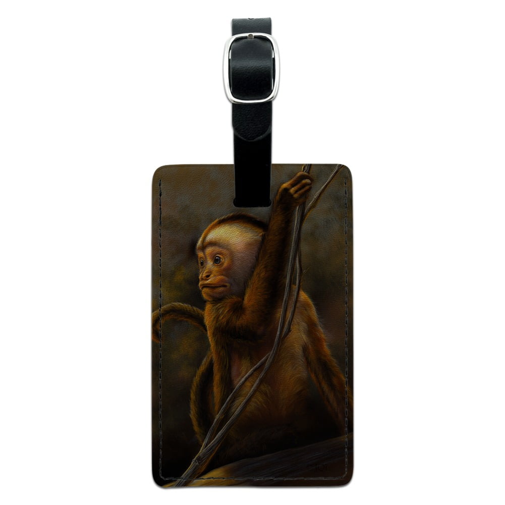 Capuchin Monkey Organ Grinder Rectangle Leather Luggage Card Suitcase ...
