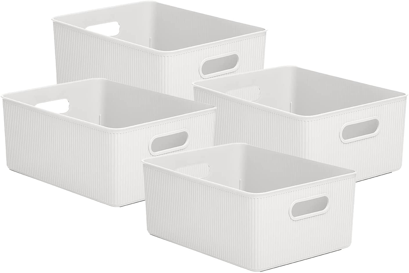 Superio 15L Medium Ribbed Storage Bin- Plastic Storage Bin (4 Pack ...