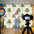 7x5ft Photo Backdrop, Green Palm Trees Soft Polyester Backdrop Curtains ...