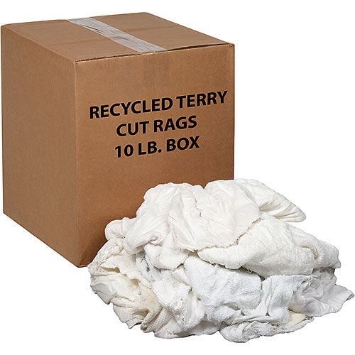 10 Lb. Box Premium Recycled Cotton Terry Cut Rags, White - Walmart.com ...