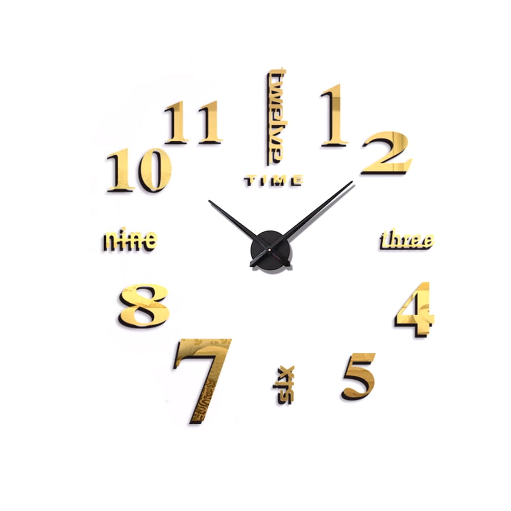 Farfi Modern Numbers Letters 3D Wall Clock Sticker DIY Living Room Art ...