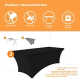 Eurmax 4Ft Rectangular Fitted Spandex Tablecloths Table Covers(Black ...