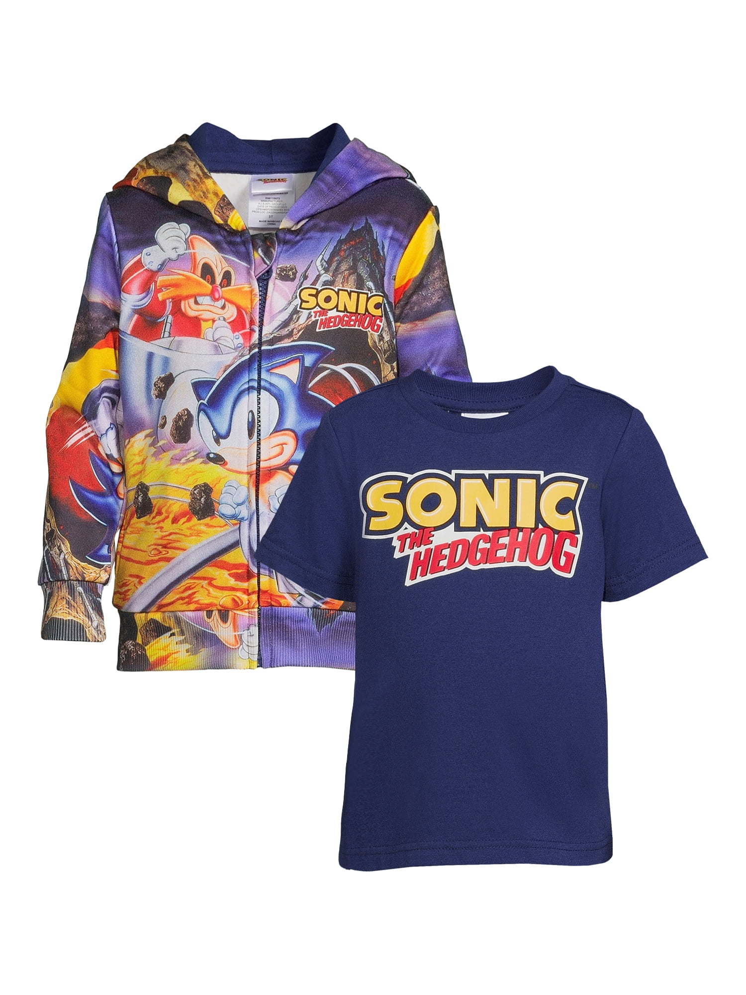 Sonic the Hedgehog Toddler Boy Sublimated Zip Up Hoodie and T-Shirt Set ...