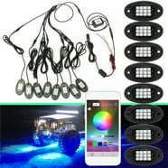 MICTUNING 8 Pods 2nd-Gen RGB LED Rock Light Kit with Bluetooth Controller Timing Funtion Music ...