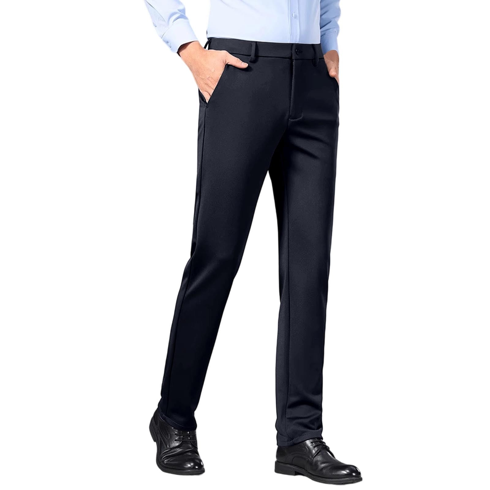 Click here for Miqool Mens Classic Fit Flat Front Dress Pants Str... prices