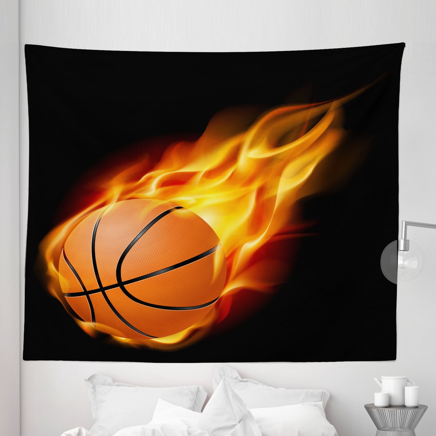 Sports Tapestry, Basketball Lover Ball Speed Shoot Hoops Sporty Fun Art ...