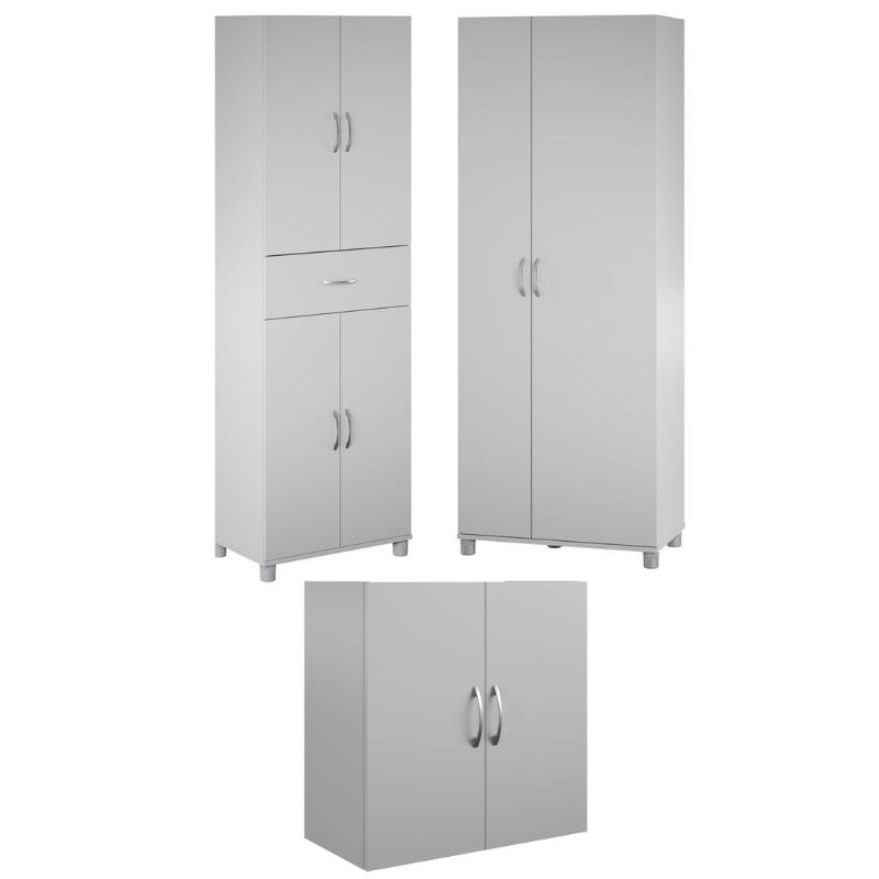 Home Square 3-Piece Set with Cabinet Tall Storage Cabinet & 24" Wall ...