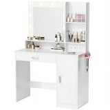 Furmax Vanity Desk with Lights and Mirror Makeup Vanity Table Set with ...