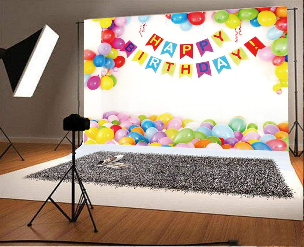 ABPHOTO 7x5t Photography Backdrop Happy Birthday Colorful Balloons ...