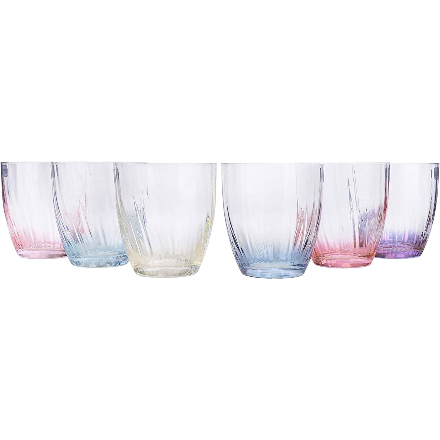 Set of 6 Kate Optic Design Crystal Rock Glassware Set - 10oz Glasses ...
