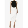 Themogan Womens S~3x Side Slit Ponte Knit High Waist Mid Calf Long