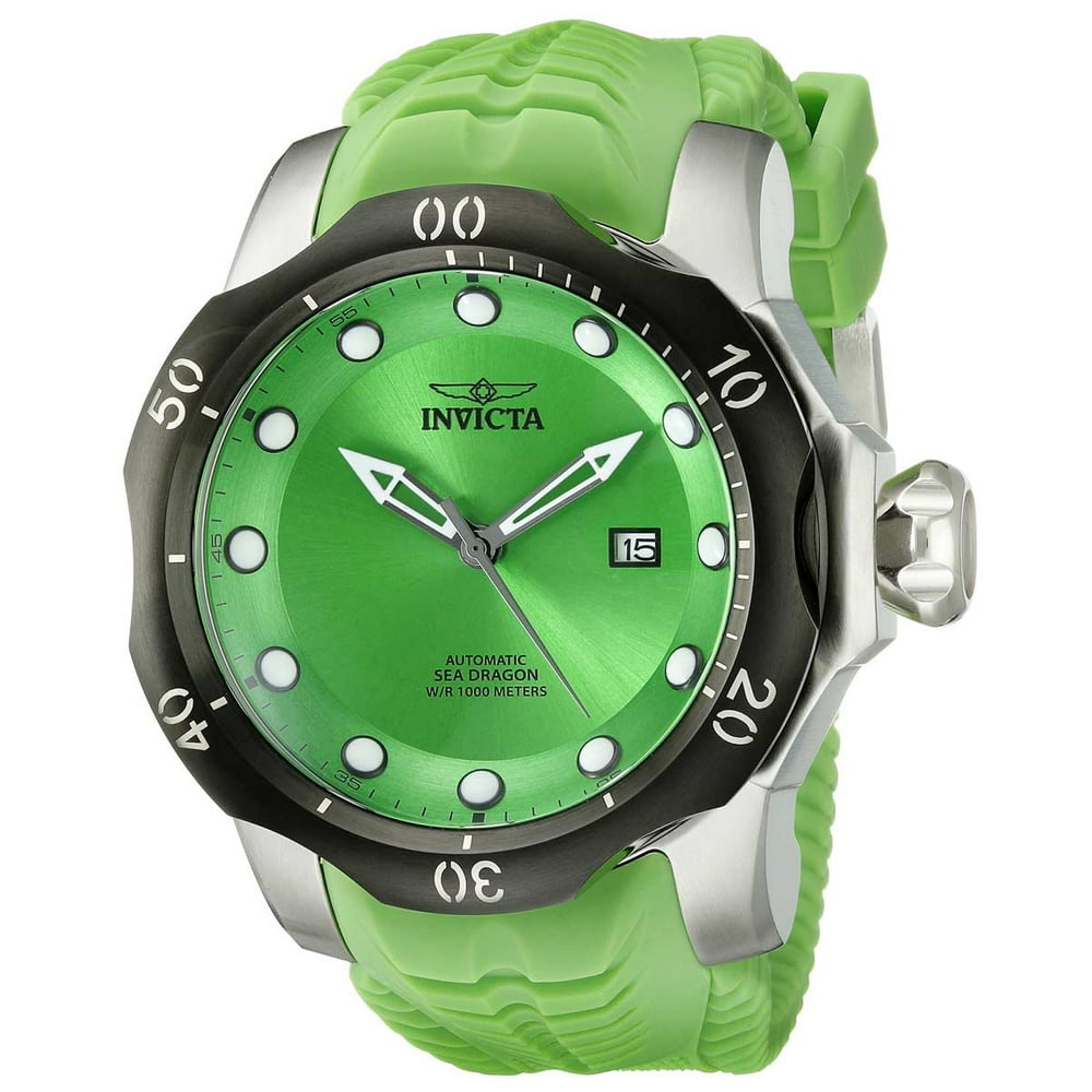 Invicta - Invicta Men's 19307 Venom Sea Dragon Green Dial Green Rubber ...