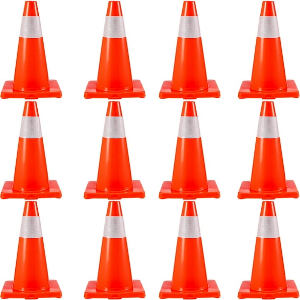 BENTISM Traffic Safety Cones 12 PCS PVC Parking Cones 18" W/ 1 ...