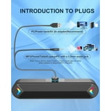 Lenrue Computer Speakers Wired USB-Powered 10W Stereo Soundbar with RGB ...