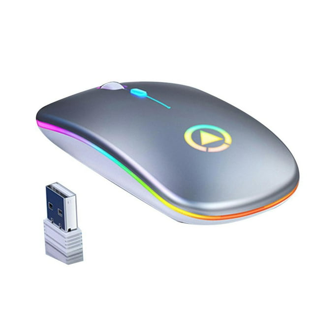 LED Wireless Mouse Rechargeable Slim Silent Mouse 2.4G Portable Mobile ...