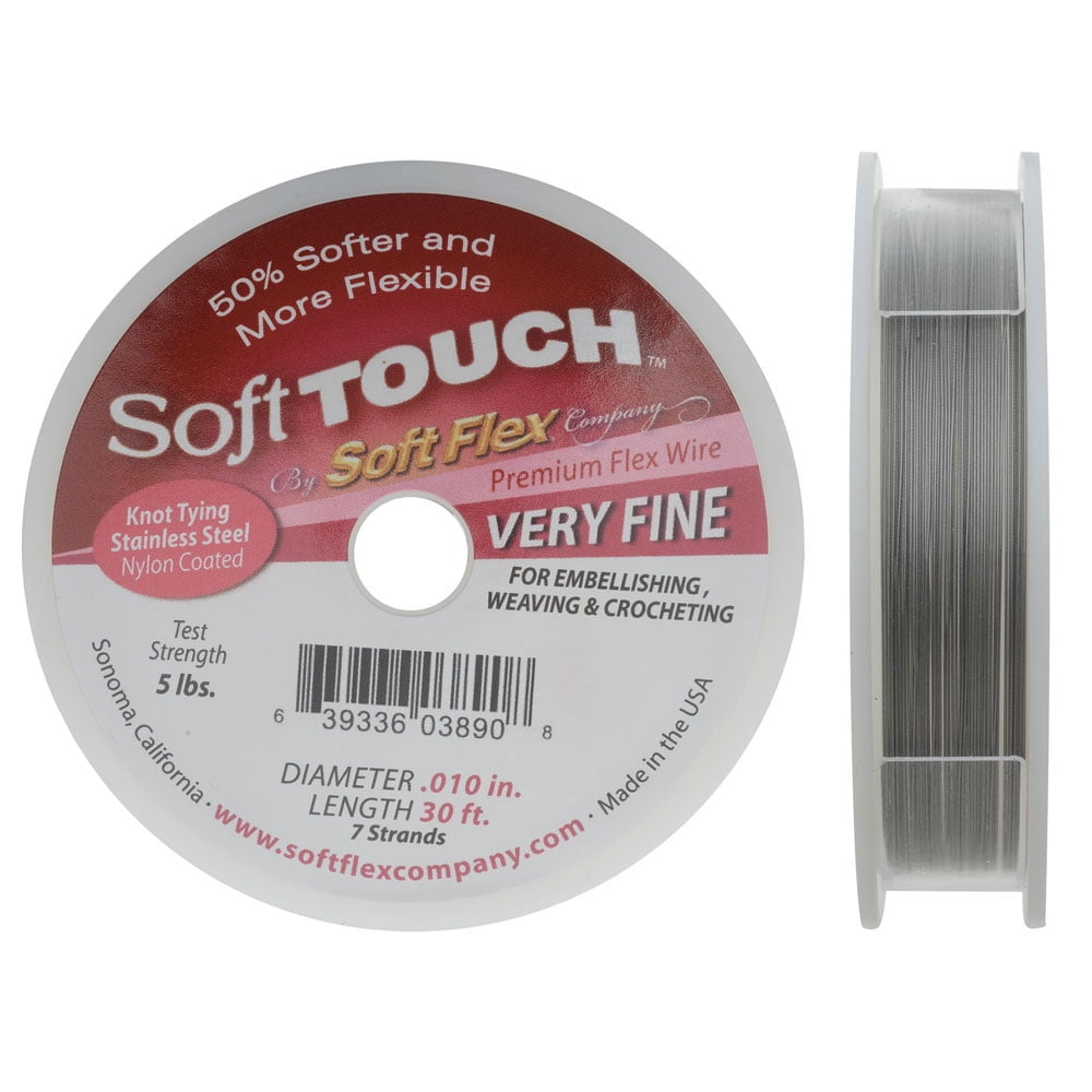 Soft Flex XCR-5413 Touch 7 String Very Fine Beading Wire, Silver, 30 ...