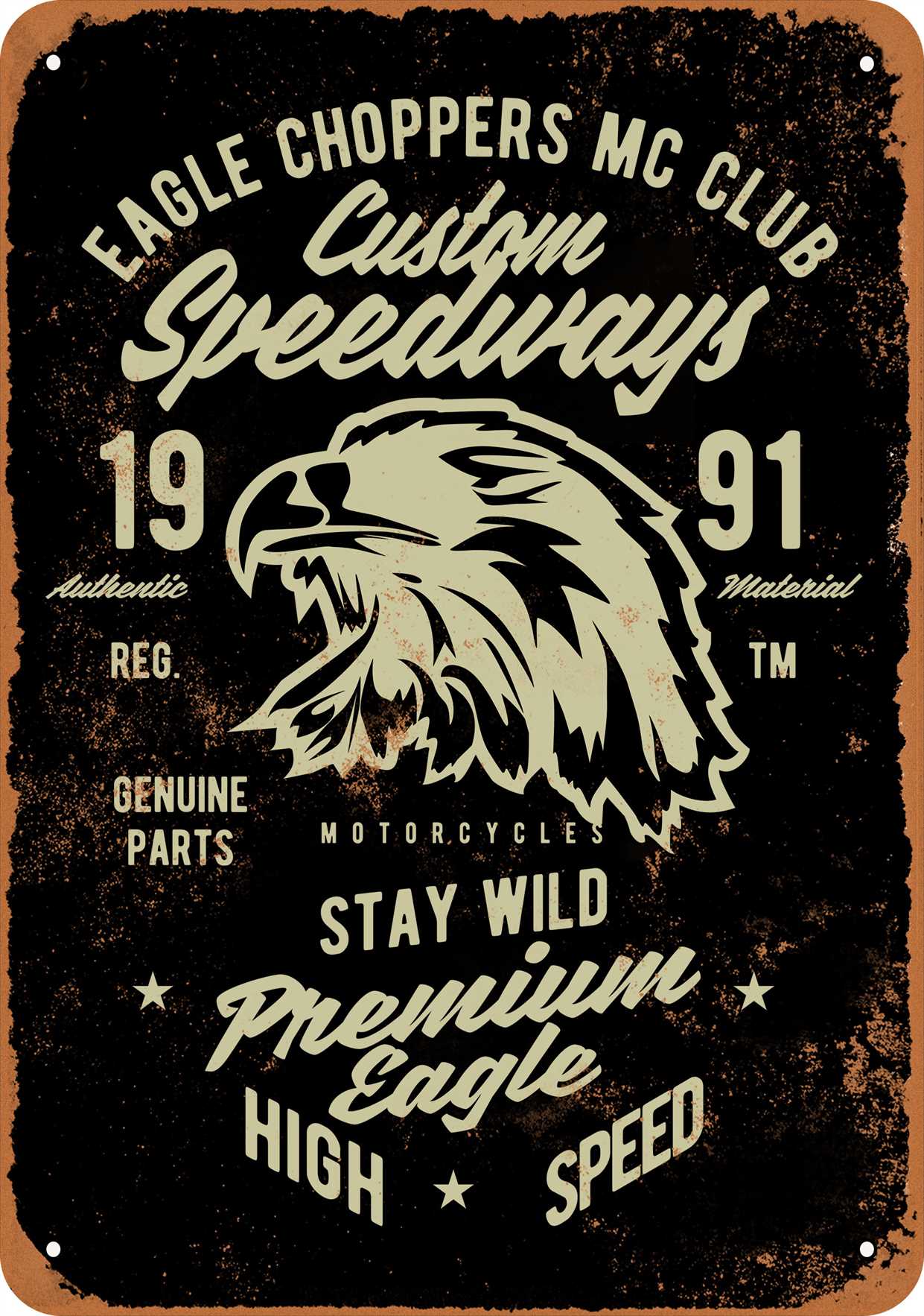 10 x 14 METAL SIGN - Custom Speedways Premium Eagle Choppers Motorcycle ...