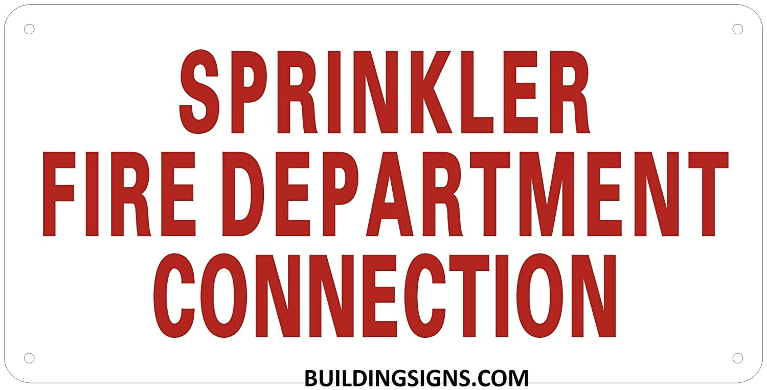 Sprinkler FIRE Department Connection Sign (Aluminium Reflective, White ...