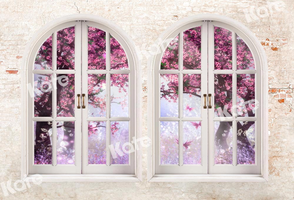 Kate 10x8ft Spring Window Scenery Backdrops for Photography Pink Floral ...