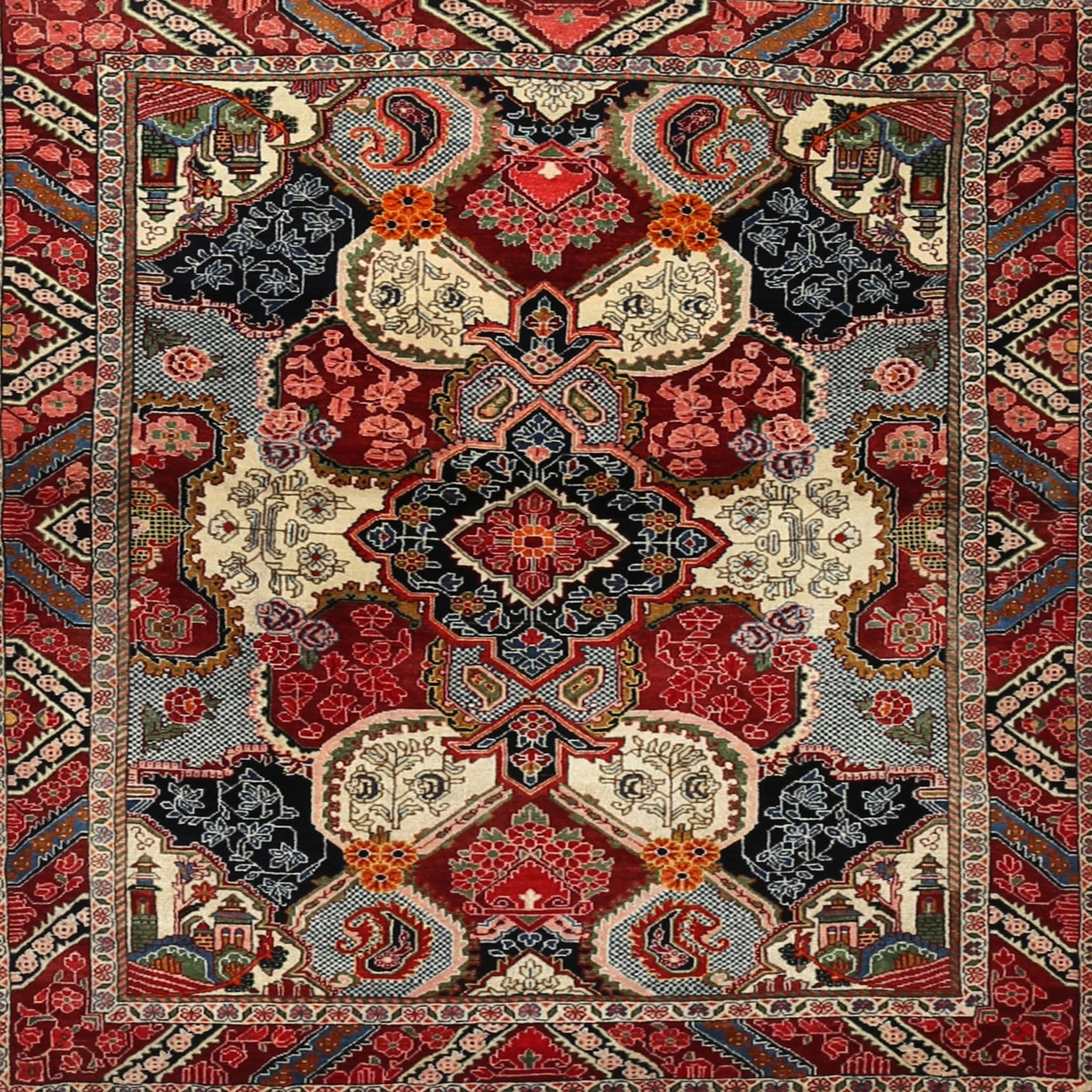 Ahgly Company Indoor Square Traditional Saffron Red Persian Area Rugs ...