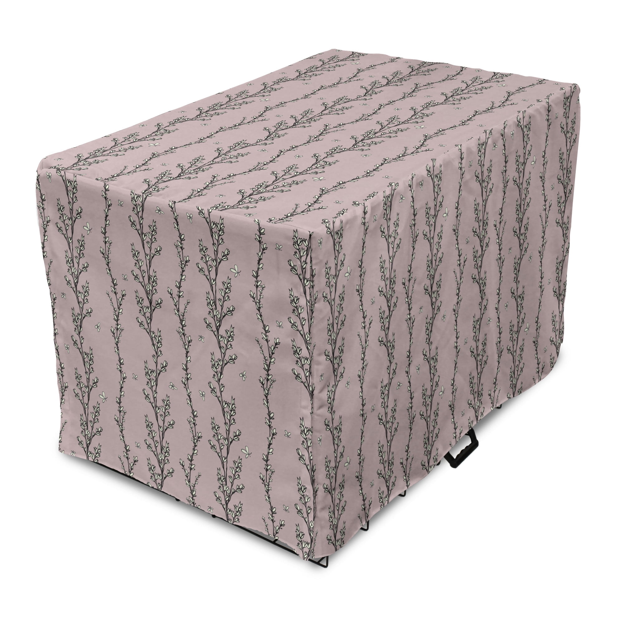 Floral Dog Crate Cover, Pattern of Budding Flowers on Vertically ...