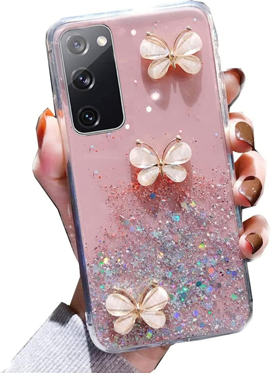 Samsung Galaxy S20 FE Glitter Case,Cute 3D Butterfly Glitter Bling Sparkle Shiny Slim Thin TPU ...