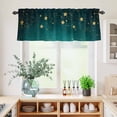3 Piece Kitchen Curtains and Valances Set Yellow Teal Star Cafe ...