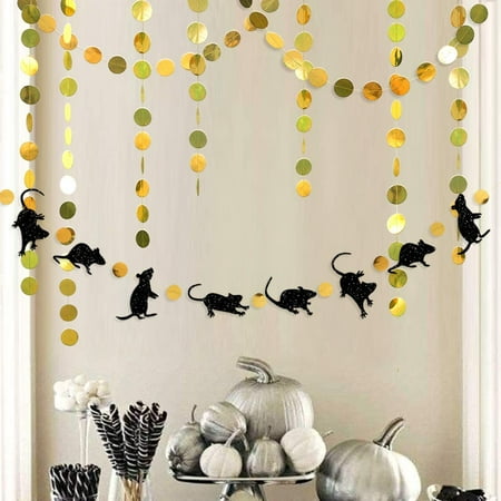33 Ft Halloween Party Rat Banner Kit Double Sided Black Glitter Mice ...