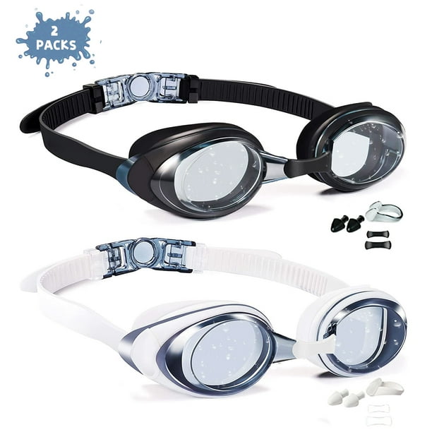 2 Pack Anti-Fog Swim Goggles for Adult Youth Kids 6+, Anti-UV ...