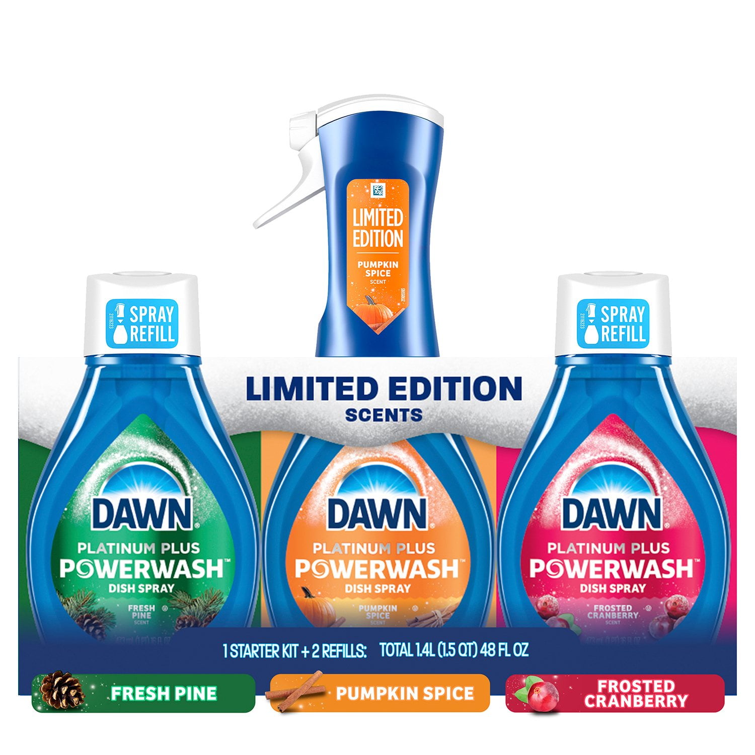 Dawn Platinum Plus Powerwash Dish Spray Bottle Set, Seasonal Variety ...